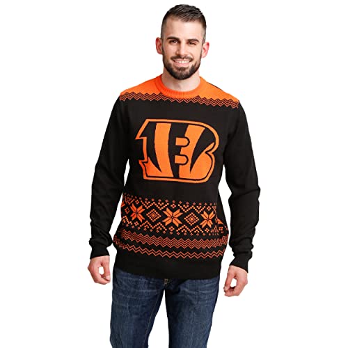 FOCO Men's NFL Big Logo Two Tone Knit Sweater, Medium, Cincinnati Beng ...