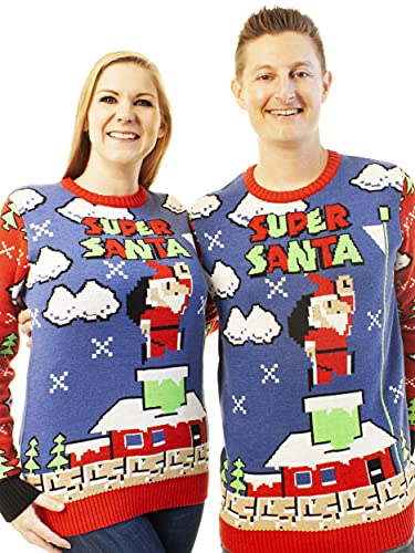 Ugly Christmas Party Sweater Unisex - Super Santa -Small Super Santa B ...
