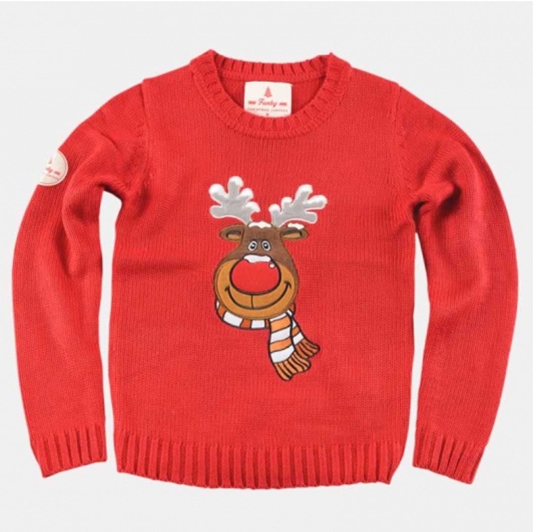 Kids Red Christmas Sweater Rudolph the Reindeer – Ugly Christmas ...