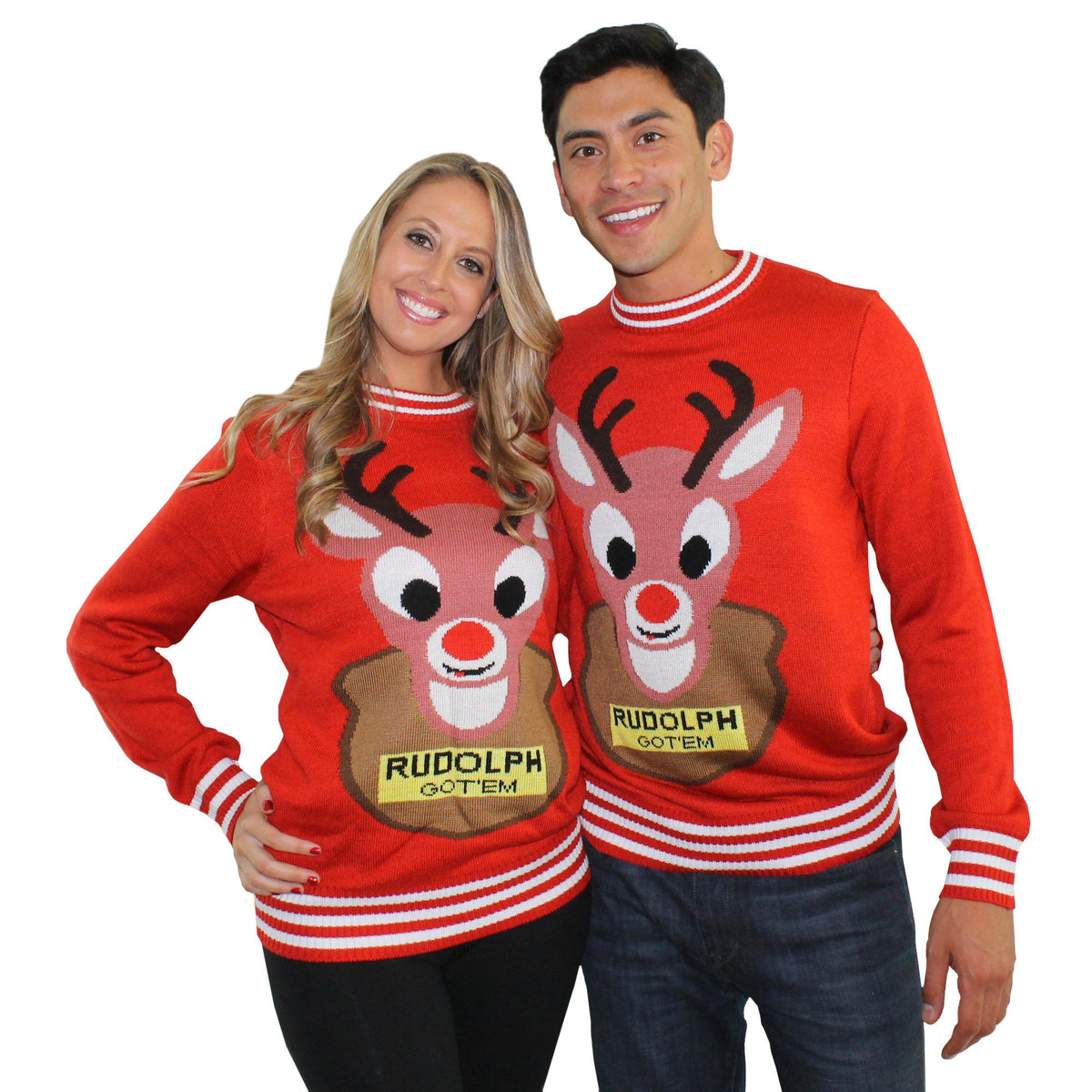 Ugly Christmas Sweaters Mounted Rudolph Red with Reindeer – Ugly ...